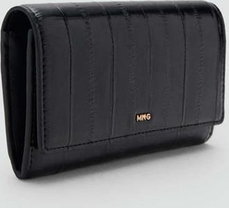 Mango Grand portefeuille textur&eacute; noir - Femme - Taille unique - MANGO