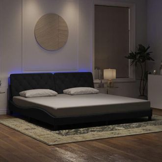vidaXL vidaXL Cadre de lit avec LED sans matelas noir 200x200 cm velours