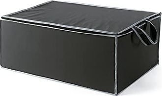 Compactor Housse de rangement pour couette et v&ecirc;tements zipp&eacute;e avec poign&eacute;es, coloris noir et liser&eacute; gris, rangement placards