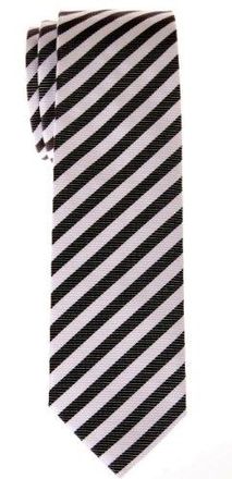 Retreez Cravate Fine Slim &Agrave; rayures Tiss&eacute;e en Microfibres de Noir et Blanc