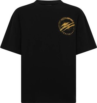 Plein Sport Homme, Tops, Noir, Taille: XS Round Neck T-Shirt Chrome Scratch Edition