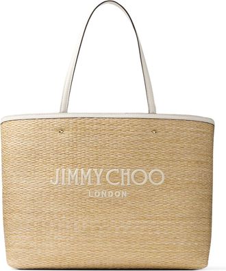 Jimmy Choo London Marli Logo-Embroidered Raffia Tote Bag