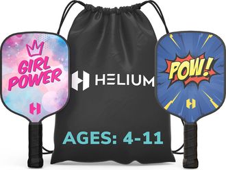 hELium Pickleball Paddle f&uuml;r Kinder - (2 Pack - POW! und Girl Power) Kindergr&ouml;&szlig;e, Lightweight Honeycomb Core, Graphite Strike Face, Premium Comfort Grip, 2 P