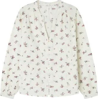 Springfield 4.t.a.Blusa Alg Printed Flores Chemisier, Beige Clair, 34 Femme