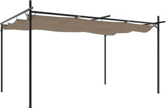 vidaXL Vidaxl - Pergola toit r&eacute;tractable taupe 395x292x230 cm - Acier et aluminium - Tissu 100% polyester avec rev&ecirc;tement PA - Pour espaces ext&eacute;rieurs