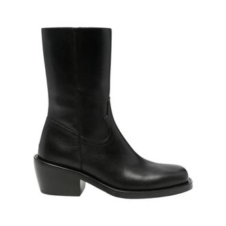 Dries Van Noten Leder Stiefeletten - - Shoes - Herren - Schwarzk - 45 EU