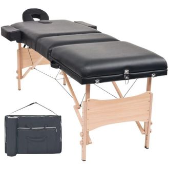 vidaXL vidaXL Massageliege 3 Zonen Tragbar 10 cm Polsterung Schwarz