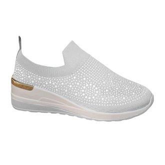 Generic Baskets respirantes &agrave; paillettes pour femme - Bout rond - Semelle &eacute;paisse - Confortables - Style d&eacute;contract&eacute; - Pour gym, sport, tennis, blanc, 37.5 EU