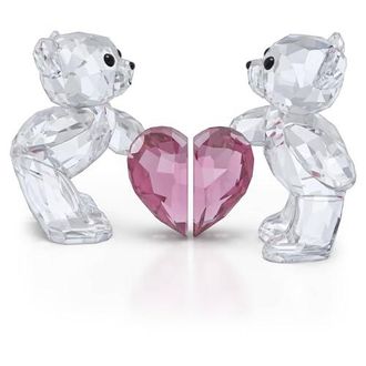 Swarovski Kris B&auml;r Traumpartner, Romantische Kristallfigur mit Rosa Herz und Strahlenden Kristallen, Gr&ouml;&szlig;e: 4.3 x 3.6 x 6.6 cm