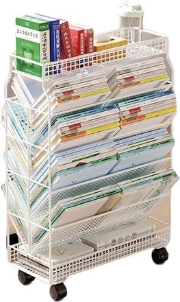 Generic B&uuml;cherwagen, Rollbarer Aktenwagen mit 6 Ebenen, mobiles B&uuml;cherregal, Rollbarer Allzweckwagen aus Metall, strapazierf&auml;hig, f&uuml;r B&uuml;ro, Wohnheim, Klassenz