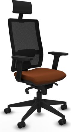 Piqueras y Crespo Computerstuhl mit 2D-Armen, h&ouml;henverstellbare Lendenwirbelst&uuml;tze und festes Kopfteil, ausgestattet mit 5 Positionen, Schwarz/Braun