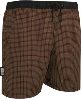 Guggen Mountain Short de bain pour homme 596 &agrave; s&eacute;chage rapide avec cordon de serrage Short de plage Short de bain pour homme avec motif ray&eacute; bleu jaune, marron, L