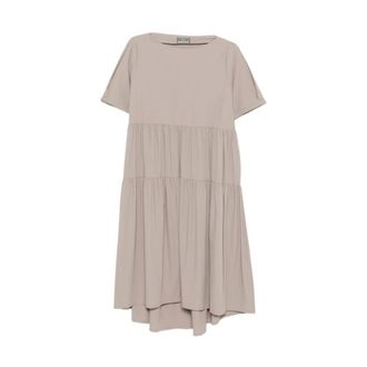 Herno Femme, Robes, Brun, Taille: 42 FR Short Sleeves Tiered Skirt