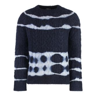 Malo Gerippter crew-neck alpaka pullover - - Knitwear - Herren - Blau - M