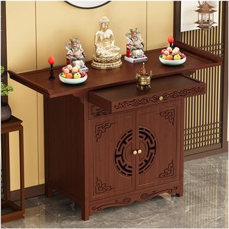 Generic Buddhistischer Pooja-Altartisch, Altartisch aus Holz f&uuml;r Zuhause, Buddhistischer Pooja-Altarschrank mit Schubladen, Gebets- und Meditationsschreinst&auml;n