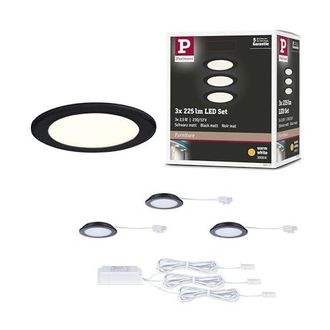 Paulmann 93117 LED M&ouml;beleinbauleuchten 3er-Set 65mm 3x2,5W 3x180lm 230/12V 3000K Schwarz matt