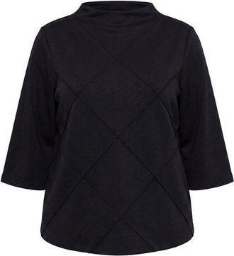 Ulla Popken Sweatshirt Soft-Sweatshirt 3D-Rhomben Stehkragen 3/4-Arm
