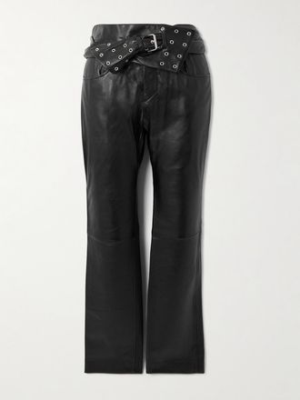 Isabel Marant Pantalon Slim En Cuir À Ceinture Chazia - Noir