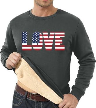 Generic Sweat-shirt moelleux pour homme - Printemps et automne hiver - Imprimé 2D - Drapeau national rétro - Mode - Velours épais - Col rond - Sans capuche - 