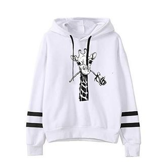 Keephen Sweat-Shirt Femme dr&ocirc;le imprim&eacute; Girafe &agrave; Manches Longues l&acirc;che Confortable Pull &agrave; Capuche