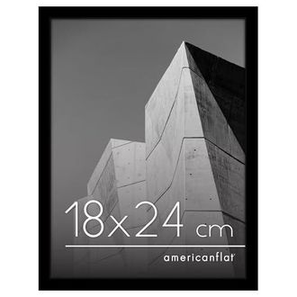 Americanflat Bilderrahmen 18x24 cm aus Kunststoff - Bilderrahmen 24x18 cm mit bruchsicherer Scheibe - inklusive Ständer und integrierter Aufhängung für Hoch- und Q