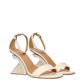 Off-white Womens Beige Leather Platform Sandals