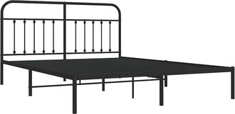 Generic Bettgestell mit Kopfteil aus Metall, Kopfteil f&uuml;r Doppelbett, R&uuml;ckenlehne f&uuml;r Bett, (schwarz, 120 x 190 cm) (183 x 213 cm)