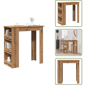 vidaXL Bartisch mit Regal Artisan-Eiche 102x50x103,5 cm - Bartisch - Bartische - Party Tisch - Bistrotisch