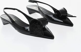 Prada Ballerinas aus Lack mit 6 cm steifem Strass-Detail Prada