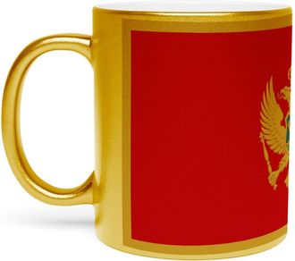 Fabulous Goldene Tasse aus verchromter Keramik - Flagge Montenegro Fußball Sport Nationalmannschaft - 325 ml