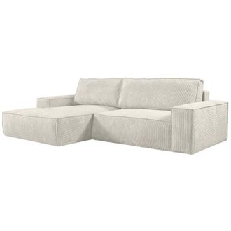 Vente-Unique Vente-unique - Canap&eacute; dangle gauche convertible en velours c&ocirc;tel&eacute; beige amelia