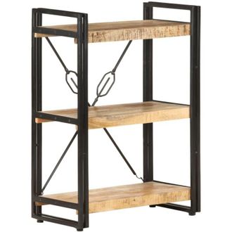 vidaXL Vidaxl - Biblioth&egrave;que 3 niveaux 60x30x80 cm - Bois de manguier massif - Acier enduit de poudre - Style industriel pour rangement d&eacute;coratif