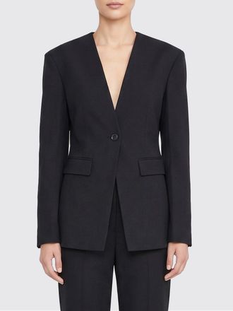 Nanushka Blazer court droit en m&eacute;lange de soie &agrave; un bouton