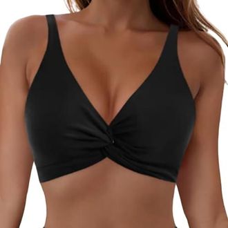 Generic Soutien Gorge Fermeture Devant Soutien Gorge 115b Haut De Bikini De Sport pour Femme Haut Bikini Maillot Bain Rembourr&eacute; Brassi&egrave;re Femme Coton Black XX