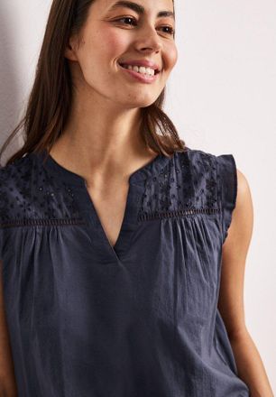 Street One Blusentop Blustentop mit Split Neck und Shiffleydetails