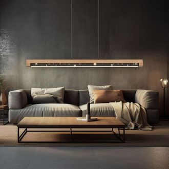 Globo Lighting Pendellampe H&auml;ngeleuchte Holzlampe Esstischleuchte Wohnzimmerlampe K&uuml;chenleuchte, Metall Alu Holz Kunststoff schwarz braun, 1x LED 24W 580Lm 3000K