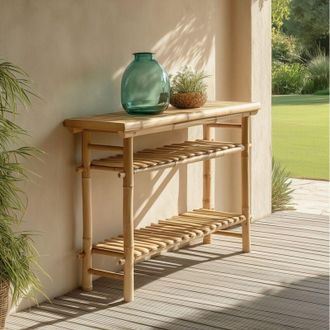 Macabane VITAL - Console en bambou avec 2 &eacute;tag&egrave;res 100x40cm
