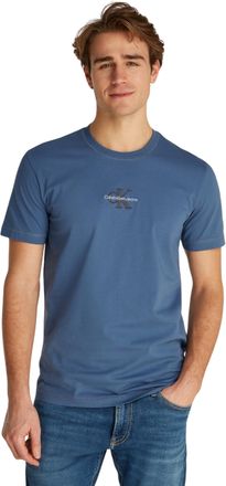 Calvin Klein Herren T-Shirt Kurzarm Monologo Tee aus Baumwolle, Blau (Vintage Indigo), M