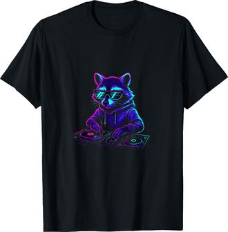 Hello Kitty DJ Wolf Kopfh&ouml;rer und Mischpult Clubstil Musik T-Shirt