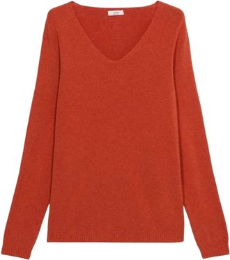 Oltre Femme, Pulls, Orange, Taille: 38/40 FR Pull en maille m&eacute;lang&eacute;e viscose &agrave; col V