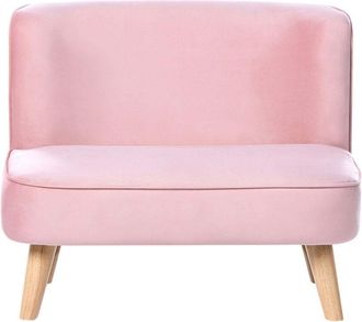 Beliani Kindersofa RISBY Samtstoff Rosa