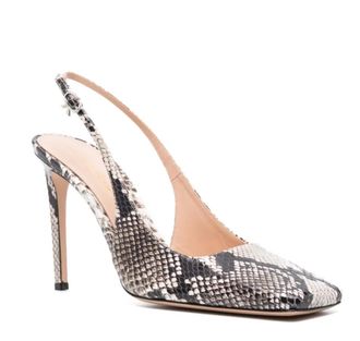 Gianvito Rossi Snake Skin Effect Square Toe Heels Size 37