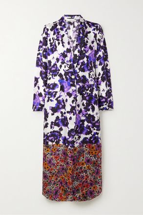 Dries Van Noten Mantel Aus Seiden-twill Mit Blumenprint - Lila