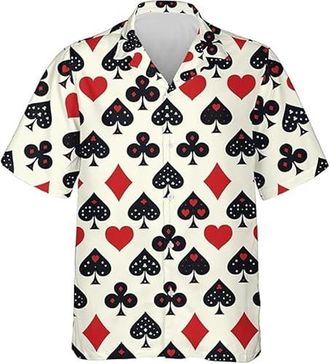 Keephen keephen Flamme D&eacute;s Poker Chemises Hawaiiennes pour Hommes Femmes Poker Impression 3D Chemises &agrave; Boutons &Eacute;t&eacute; Col &agrave; Revers Vacances Chemise