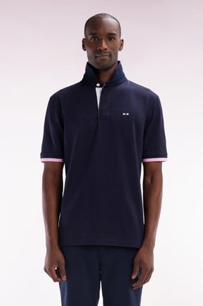 Eden Park Maillot &Agrave; Manches Courtes En Coton Marine Broderie Dos Eden Park Coupe Droite