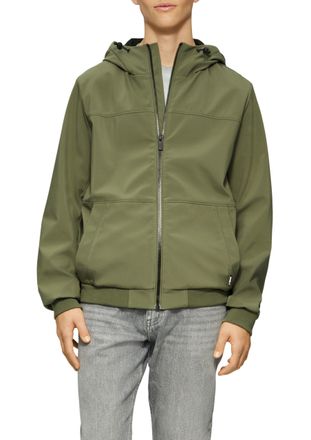 QS by s.Oliver Softshelljacke mit Kapuze und Rippbündchen olivgrün L