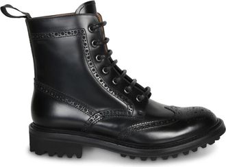 Churchs Femme, Chaussures, Noir, Taille: 38 EU Bottines en cuir noir avec brogue