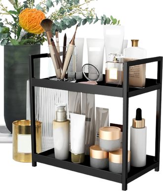 Generic Buris Organizer Regal - 2 Ebenen, kompaktes unabh&auml;ngiges B&uuml;cherregal f&uuml;r Kosmetik | Breite Anwendungen, B&uuml;cher, Aufbewahrungsl&ouml;sung f&uuml;r Arbeitsplatten