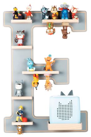 MID.YOU Mid.you Kinderregal, Grau, Holzwerkstoff, 4 F&auml;cher, 38x54x19 cm, erweiterbar, Toniebox und tonies-Figuren kompatibel, Kinder- & Jugendzimmer, Kinderm&ouml;
