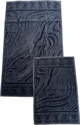 Roberto Cavalli Okapi Frottee-Handt&uuml;cher aus reiner Baumwolle, 1 Paar, Schwarz